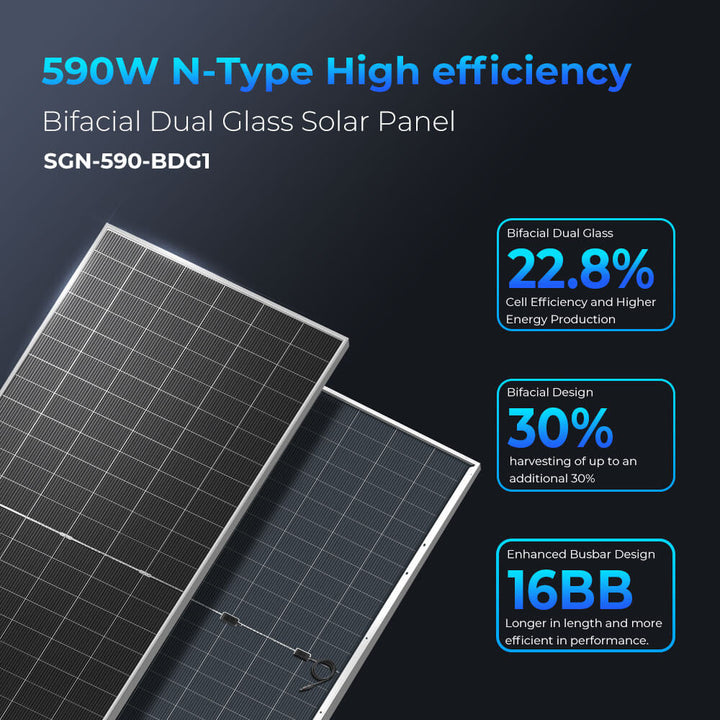 Sun Gold Power 590W Bifacial N-Type Solar Panel – Energy Systems Central